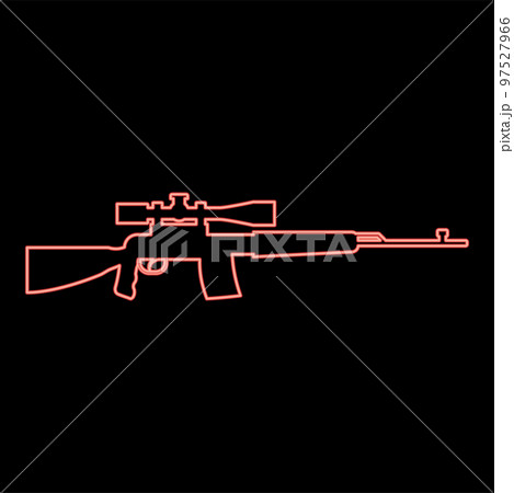 Neon sniper rifle icon black color vector...のイラスト素材 [97527966] - PIXTA