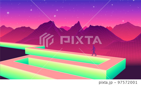 Shiny path concept with human figure walking in...のイラスト素材 [97572001 ...