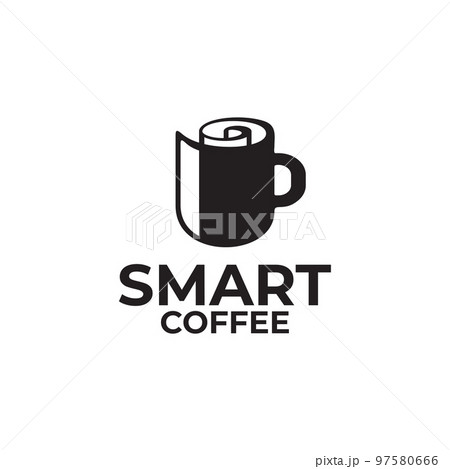 Paper glass smart coffee logo designのイラスト素材 [97580666] - PIXTA