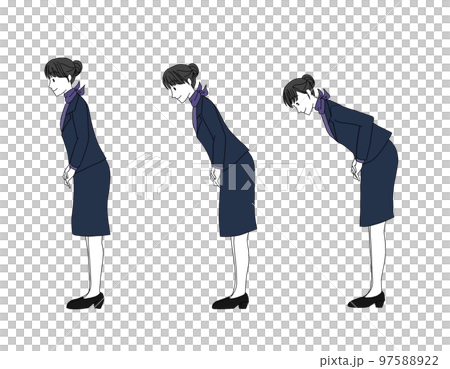 Bowing angle Flight attendant 01 - Stock Illustration [97588922] - PIXTA