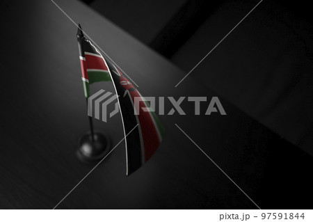 Small national flag of the Kenya on a black...の写真素材 [97591844] - PIXTA