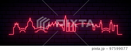 Red neon skyline of Venice.のイラスト素材 [97599077] - PIXTA