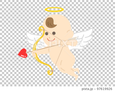 Illustration of Cupid holding a bow and arrow - Stock Illustration ...