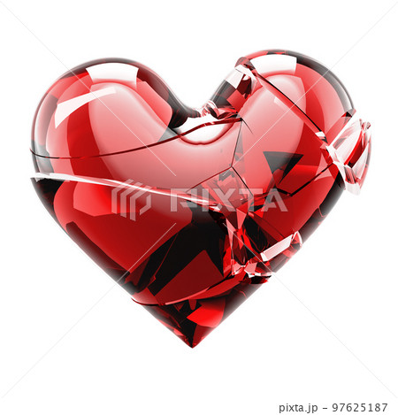 Shattered Red Glass Heart
