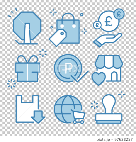 Shopping icon set Sale, points, benefits,... - Stock Illustration ...