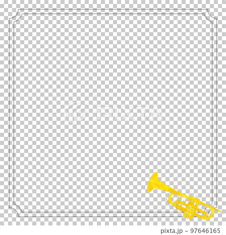 Simple trumpet watercolor illustration frame... - Stock Illustration ...