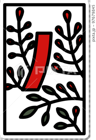 Sticker-style mini Hanafuda Bunzuki Hagi red... - Stock Illustration ...