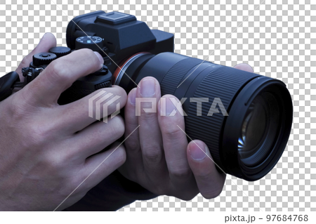 Mirrorless single-lens camera used for shooting... - Stock Illustration ...