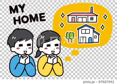Young couple longing for their own home - Stock Illustration [97687942 ...