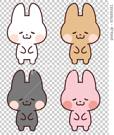 A rabbit bowing with its eyes closed - Stock Illustration [97689381 ...