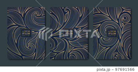 Vector japanese style, leaves, swirls art deco...のイラスト素材 [97691566] - PIXTA