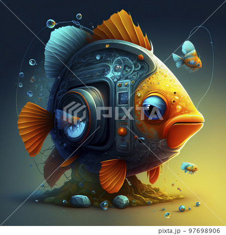 Fiction Character Cute Colorful Fish with a...のイラスト素材 [97698906] - PIXTA