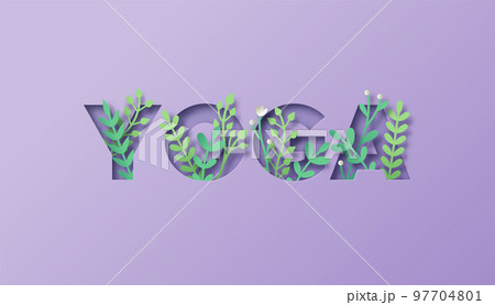 Nature yoga paper cut plant leaf conceptのイラスト素材 [97704801] - PIXTA