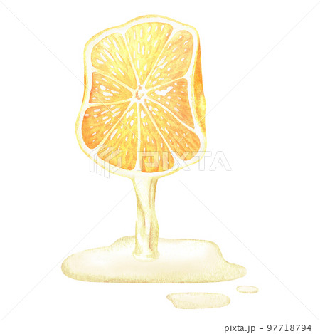 Squeezed lemon with juice flowing from it....のイラスト素材 [97718794] - PIXTA