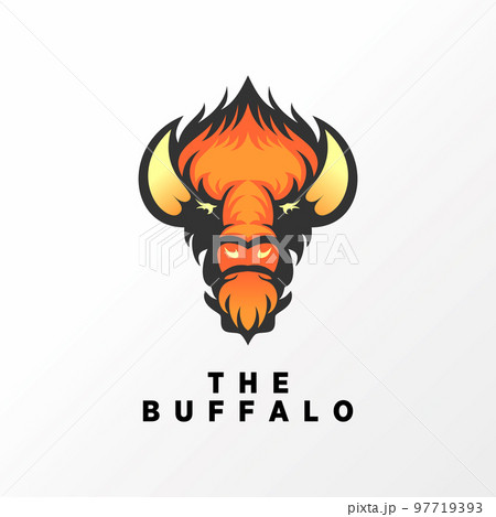 Simple and unique buffalo head in fierceness or...のイラスト素材 [97719393 ...