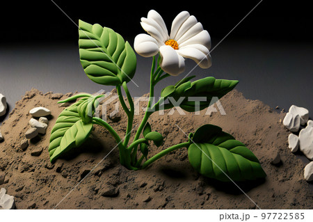 Delicate plasticine flower with white petals...のイラスト素材 [97722585] - PIXTA