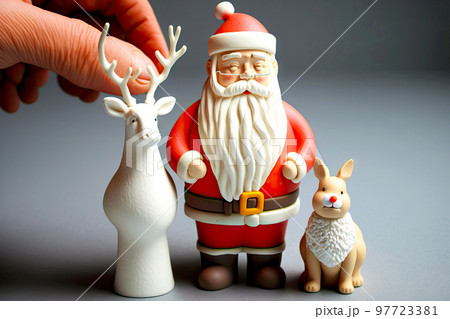 Plasticine Santa Claus in red suit with deer...のイラスト素材 [97723381] - PIXTA