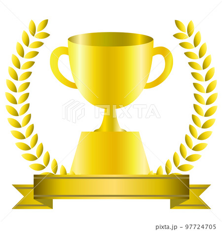 トロフィーと月桂樹。優勝カップ。勝者のイメージ。のイラスト素材 [97724705] - PIXTA