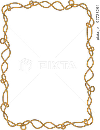 Rectangular frame made of tangled rope isolated...のイラスト素材 [97728294 ...
