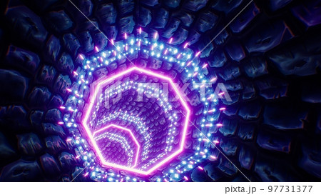 Glowing Geometric Neon Light in the Dungeon...のイラスト素材 [97731377] - PIXTA