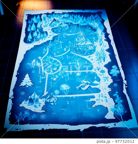 beautiful blue treasure and island map, travel mapのイラスト素材 [97732012 ...