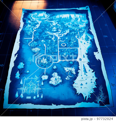 beautiful blue treasure and island map, travel mapのイラスト素材 [97732024 ...