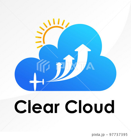 Unique and simple cloud with arow or up plane...のイラスト素材 [97737395] - PIXTA