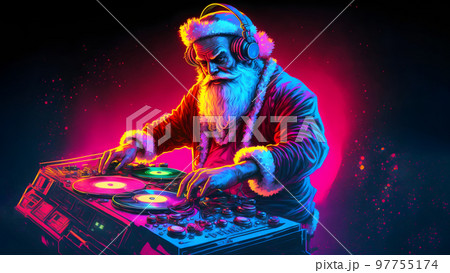 santa claus playing on analog synthesizer,...のイラスト素材 [97755174] - PIXTA