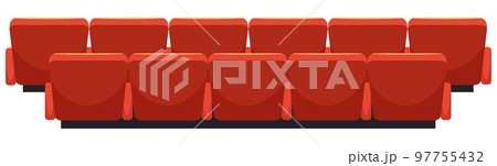 Red theater chairs rear view. Cartoon empty...のイラスト素材 [97755432] - PIXTA