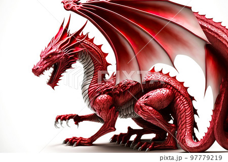 Fairytale red dragons stands on its paws...のイラスト素材 [97779219] - PIXTA