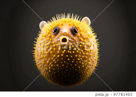 Round poisonous puffer fish with spikes all...のイラスト素材 [97781402] - PIXTA