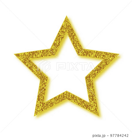 Gold shiny glitter glowing star with shadow...のイラスト素材 [97784242] - PIXTA