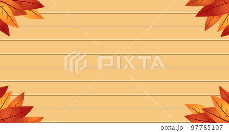Autumn seasonal frame background. Autumn leaves...のイラスト素材 [97785107 ...
