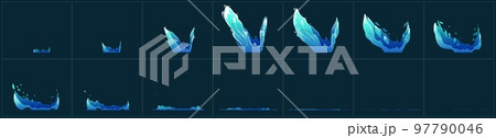 Water splash vfx animation sprite sheet stagesのイラスト素材 [97790046] - PIXTA