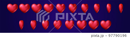 Red heart turn around game animation sprite sheetのイラスト素材 [97790196] - PIXTA