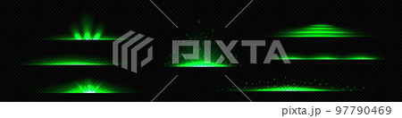 Realistic set of neon green light line dividersのイラスト素材 [97790469] - PIXTA