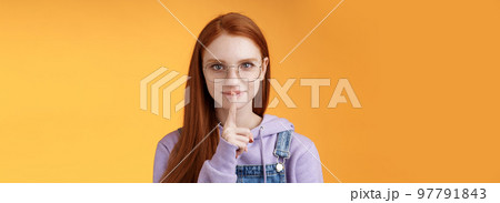 Shh secret safe. Young sensual mysterious...の写真素材 [97791843] - PIXTA