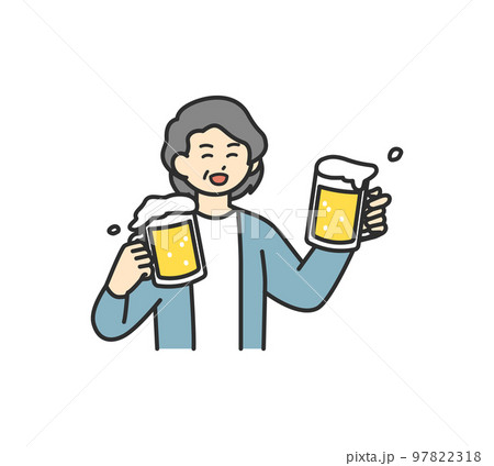 お酒を飲む女性のイラスト素材素材のイラスト素材 [97822318] - PIXTA