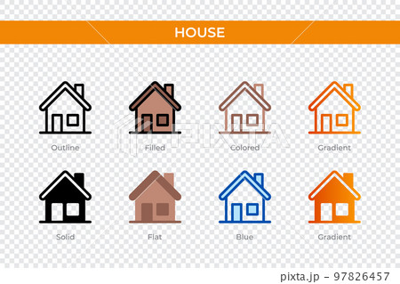 house icon in different style. house vector...のイラスト素材 [97826457] - PIXTA