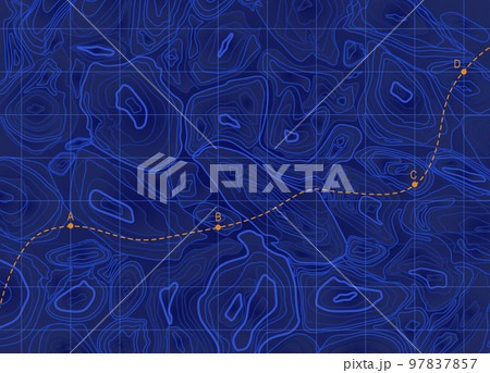 Sea bottom. Ocean navigation map. Marine...のイラスト素材 [97837857] - PIXTA