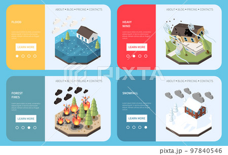 Natural Disaster Banner Setのイラスト素材 [97840546] - PIXTA