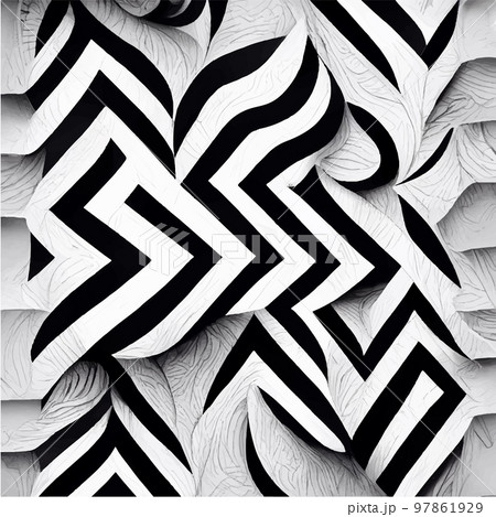 Black and white pattern of moving linesのイラスト素材 [97861929] - PIXTA