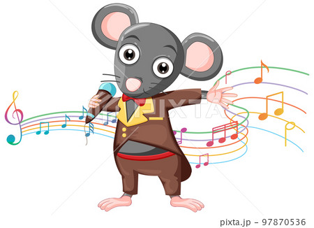 Rat singer cartoon character on white backgroundのイラスト素材 [97870536] - PIXTA