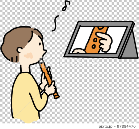 Recorder practice on a tablet - Stock Illustration [97884470] - PIXTA