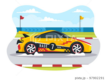 Cartoon Car Race Starting Line