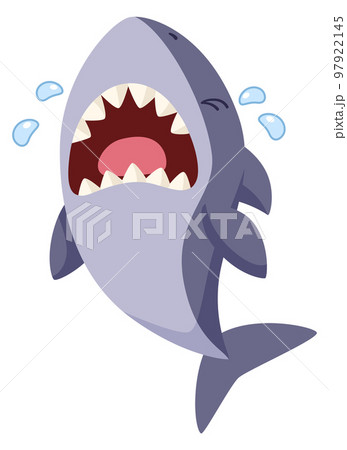 Crying shark. Cartoon underwater animal. Sad...のイラスト素材 [97922145] - PIXTA