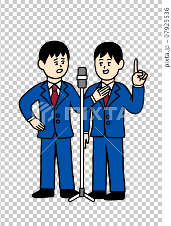 Young duo doing comedy - Stock Illustration [97925536] - PIXTA