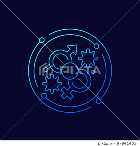 STD icon, Sexual transmitted disease linear designのイラスト素材 [97941405 ...