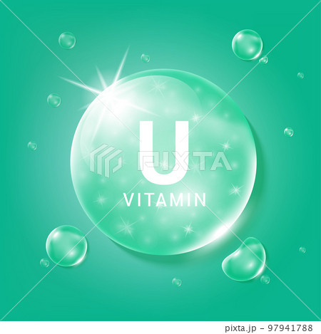 Vitamin U green drop water. Vitamins complex...のイラスト素材 [97941788] - PIXTA