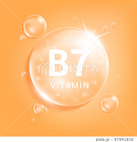 Vitamin B7 orange drop water. Vitamins complex...のイラスト素材 [97941816] - PIXTA